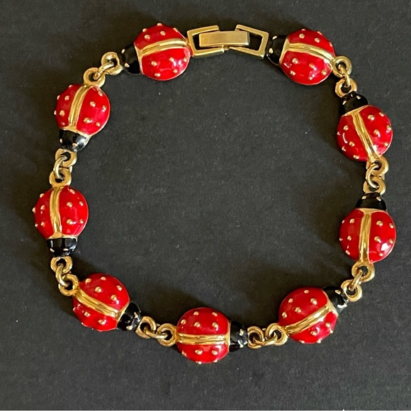 Jewelry | Elegant Red And Gold Ladybug Bracelet | Poshmark